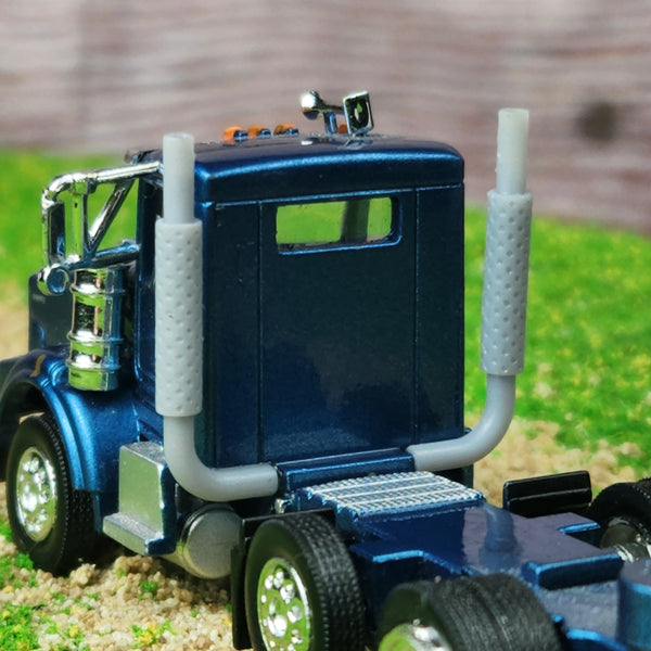 1:87 HO Scale 3D Printed Semi Truck Short 7" Flat Top Exhaust Stacks H ...